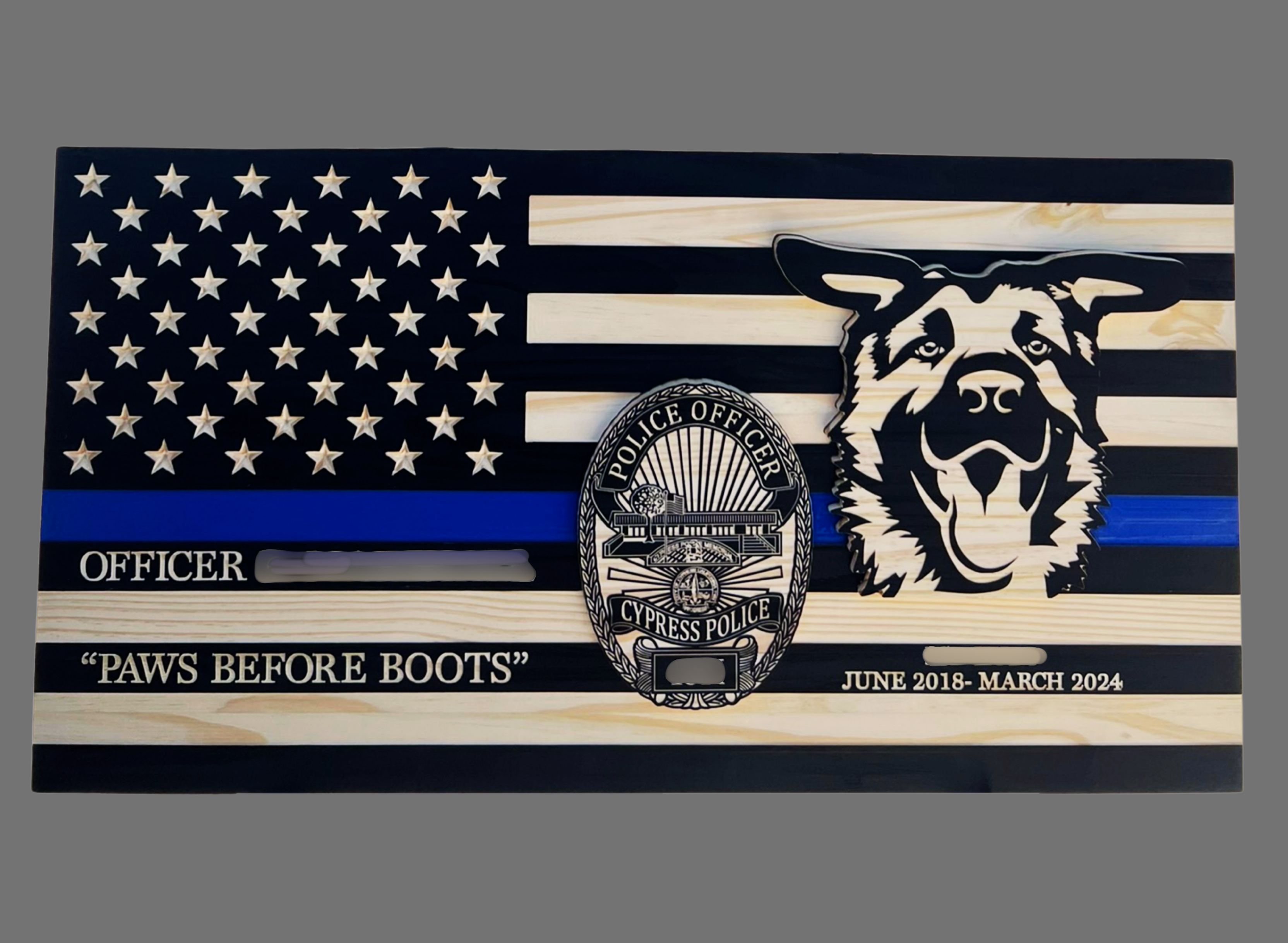 K9 - Custom Wood Thin Blue Line Flag – Gunner Woodworks